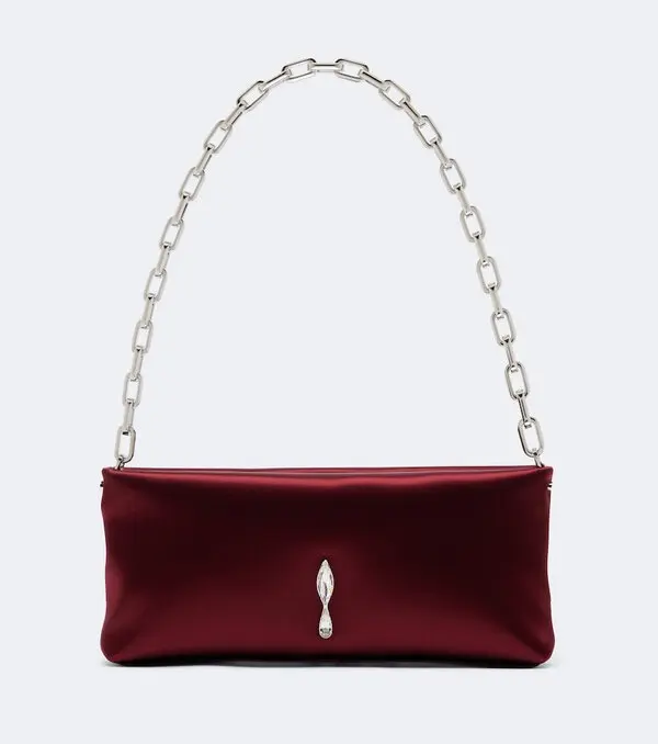 CHRISTIAN LOUBOUTIN Maykimay Small Embellished Satin Clutch - Silver
