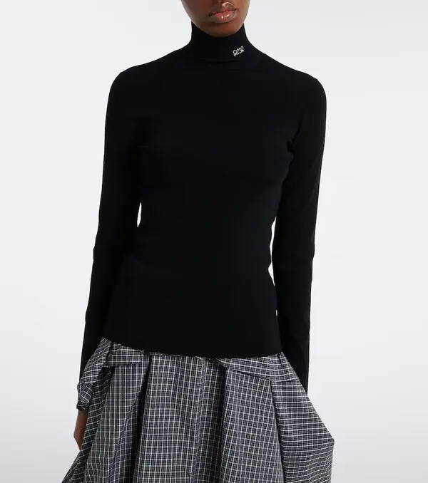 Loewe Double L Ribbed-knit Turtleneck Top