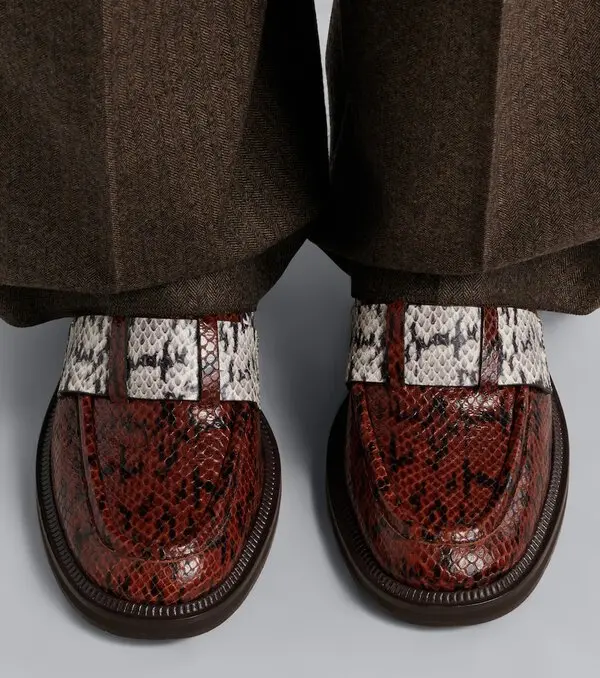 JIMMY CHOO Tylor Snake-effect Leather Loafer Pumps