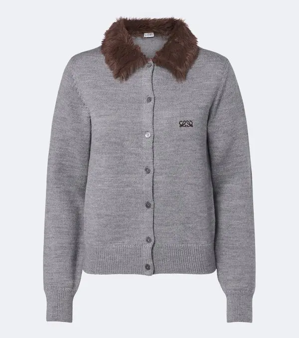 Loewe Double L Ribbed-knit Wool Cardigan