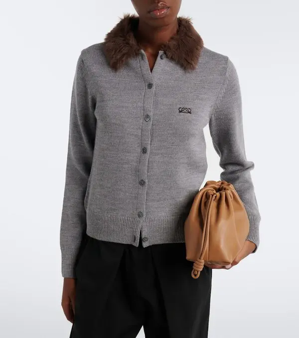 Loewe Double L Ribbed-knit Wool Cardigan