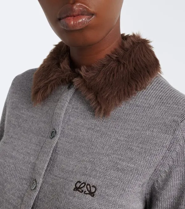 Loewe Double L Ribbed-knit Wool Cardigan