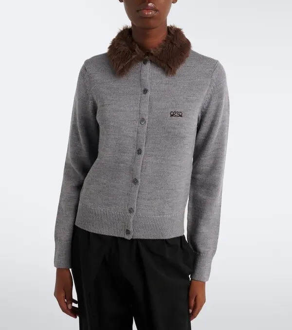 Loewe Double L Ribbed-knit Wool Cardigan