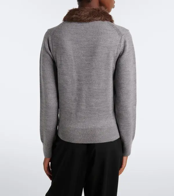 Loewe Double L Ribbed-knit Wool Cardigan