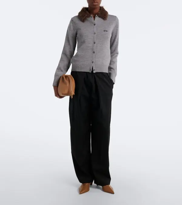 Loewe Double L Ribbed-knit Wool Cardigan