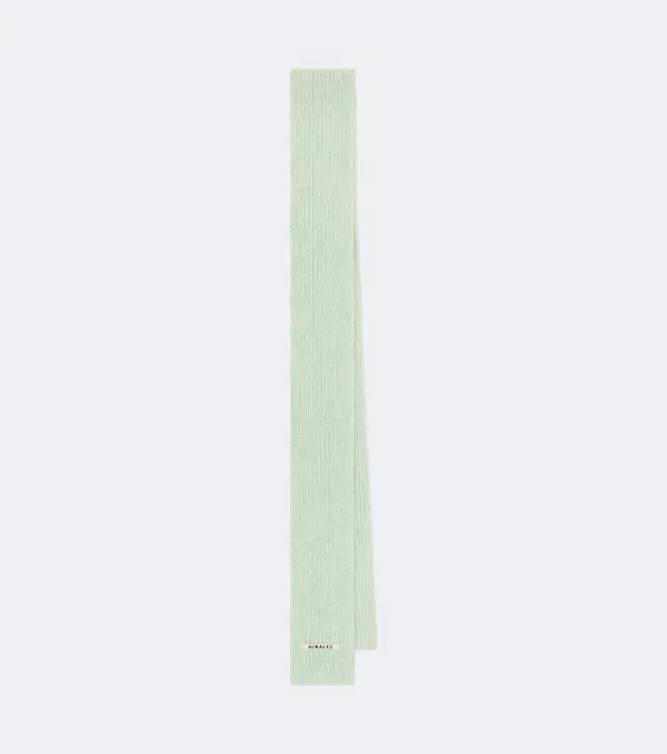 Auralee Ribbed-knit Cashmere Scarf - Green