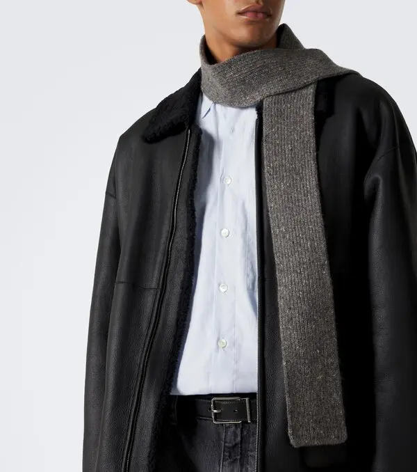 Auralee Ribbed-knit Cashmere Scarf - Grey