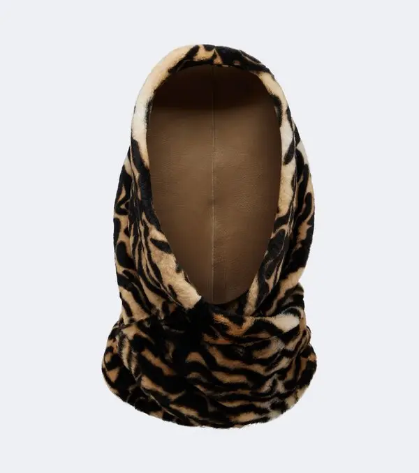 Nour Hammour Printed Leather And Shearling Hood - Multicoloured