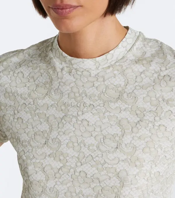 Gucci Lace Printed Cotton T-shirt