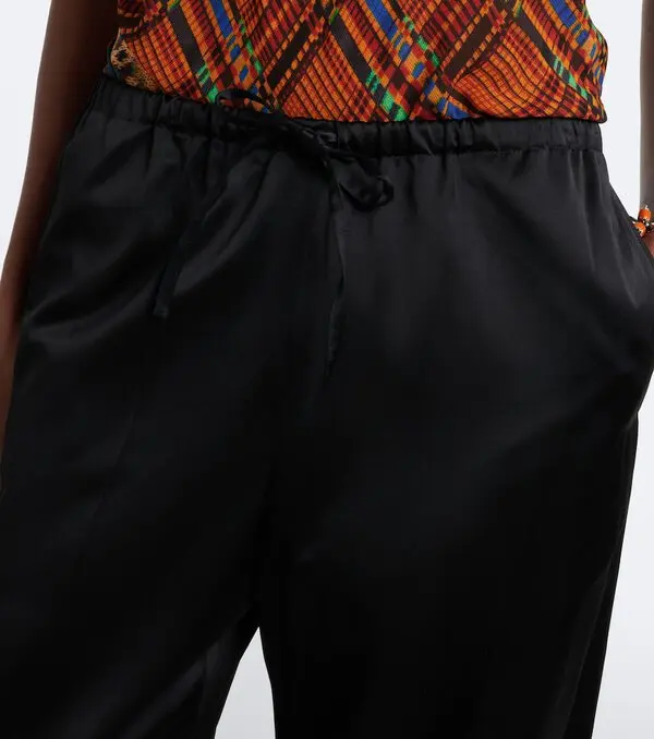 Dries Van Noten Satin Wide-leg Pants - Black