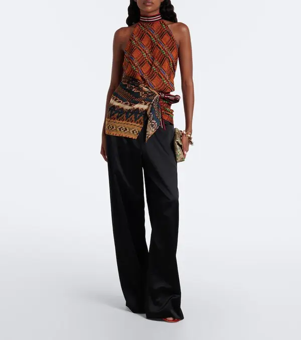 Dries Van Noten Satin Wide-leg Pants - Black
