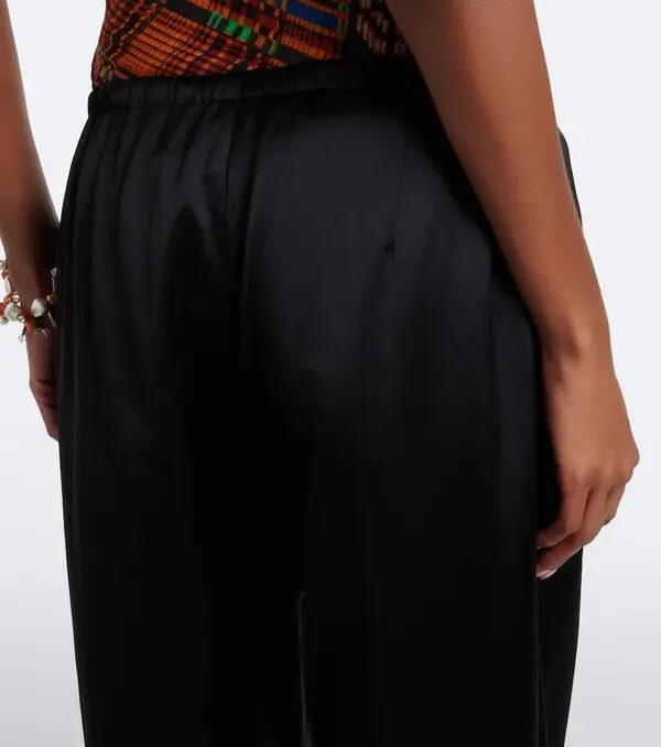 Dries Van Noten Satin Wide-leg Pants - Black
