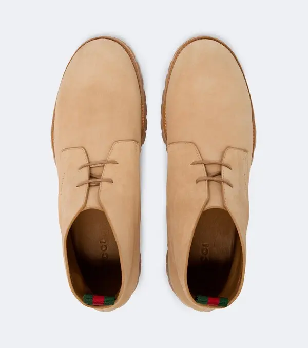 Gucci Web Stripe Suede Desert Boots