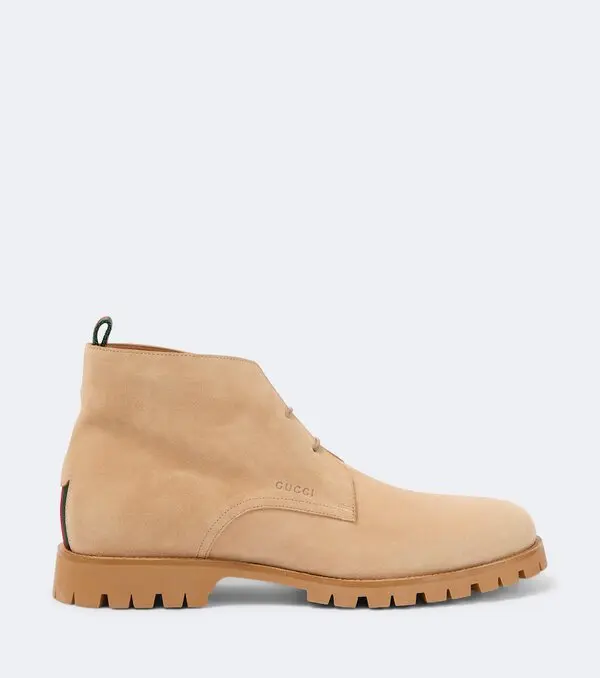 Gucci Web Stripe Suede Desert Boots