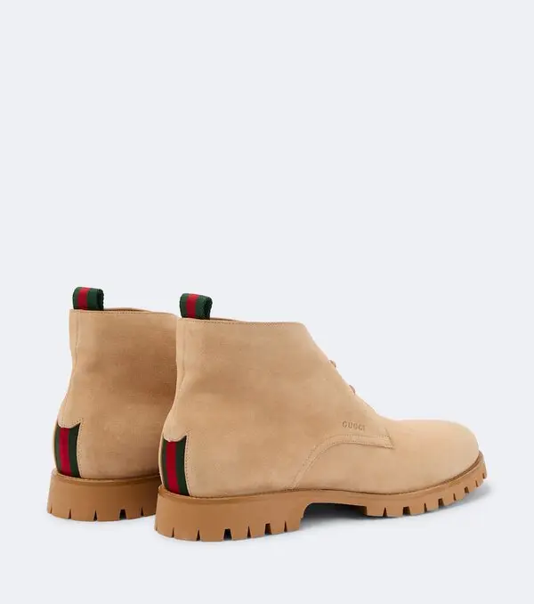 Gucci Web Stripe Suede Desert Boots