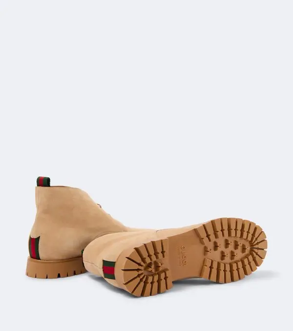 Gucci Web Stripe Suede Desert Boots