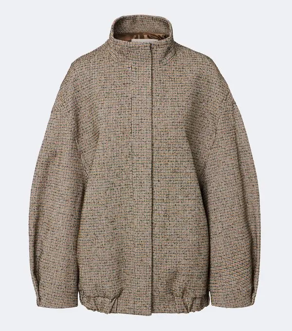 Dries Van Noten Checked Bomber Jacket - Beige