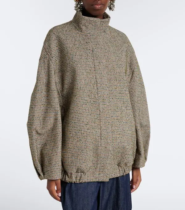 Dries Van Noten Checked Bomber Jacket - Beige
