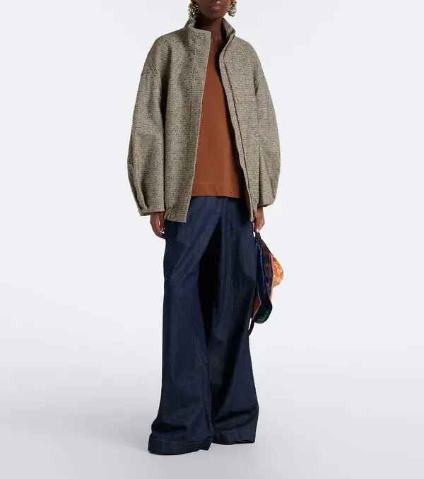 Dries Van Noten Checked Bomber Jacket - Beige
