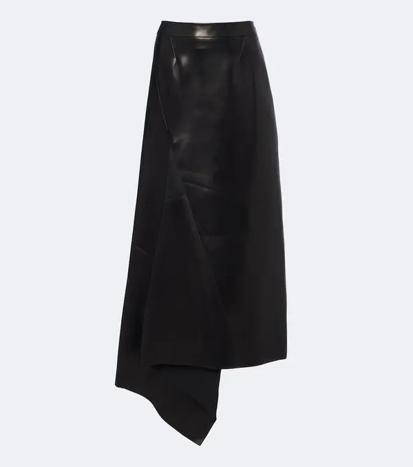 Givenchy Asymmetric Leather Maxi Skirt - Black