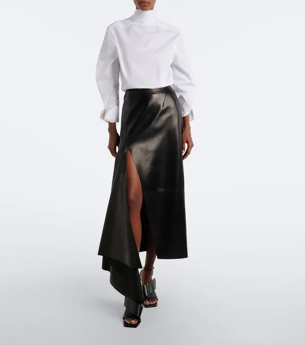 Givenchy Asymmetric Leather Maxi Skirt