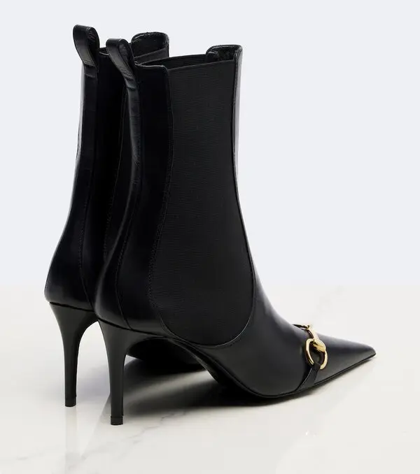 Gucci Donna Horsebit Leather Ankle Boots