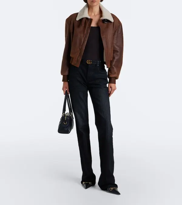 Gucci Donna Horsebit Leather Ankle Boots