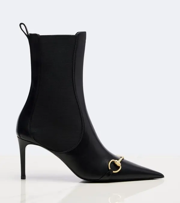 Gucci Donna Horsebit Leather Ankle Boots