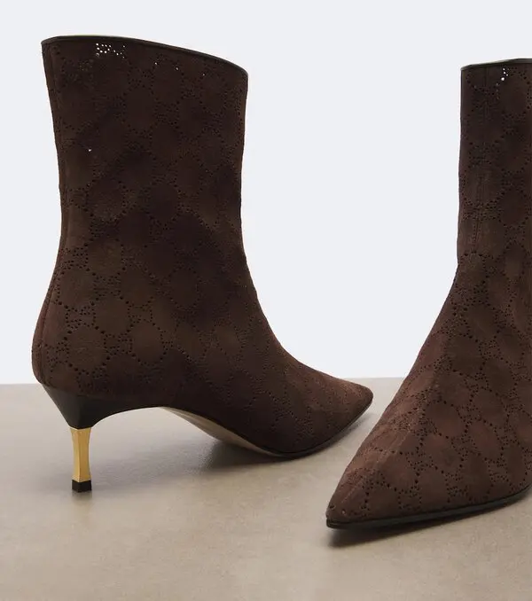 Gucci Bombshell Gg Laser-cut Suede Ankle Boots