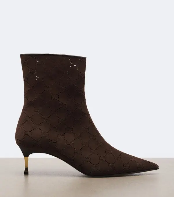 Gucci Bombshell Gg Laser-cut Suede Ankle Boots