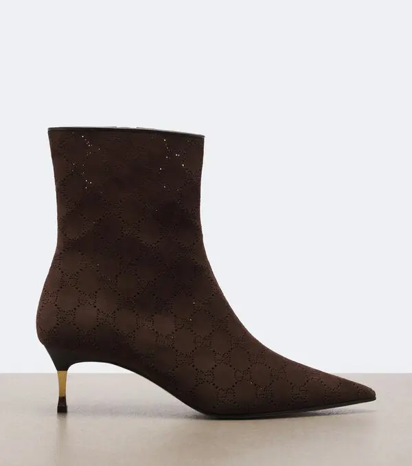 Gucci Bombshell Gg Laser-cut Suede Ankle Boots