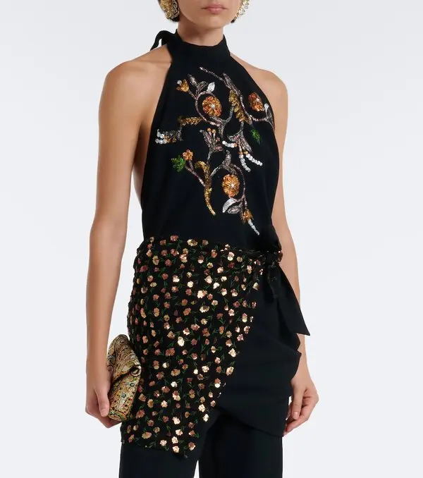 Dries Van Noten Embellished Halterneck Top