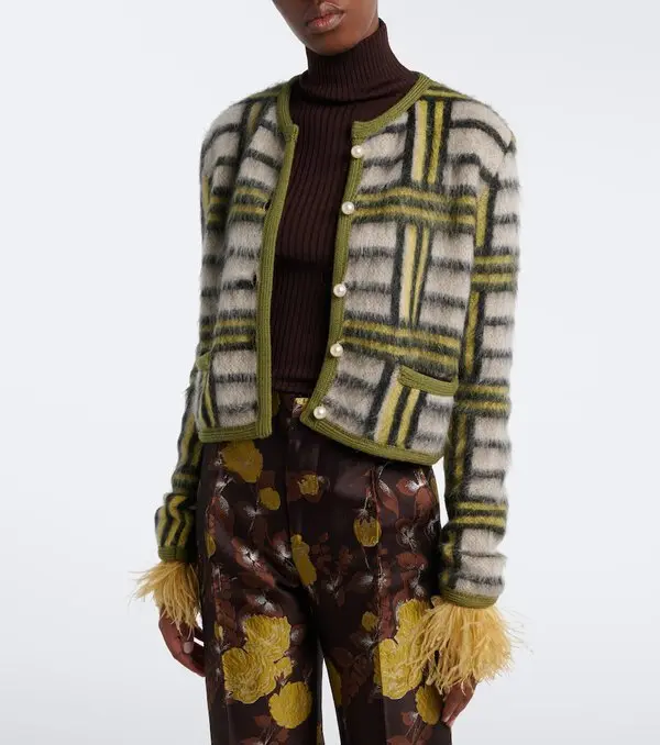 La DoubleJ Kells Check Wool And Mohair-blend Cardigan