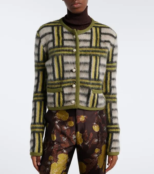 La DoubleJ Kells Check Wool And Mohair-blend Cardigan
