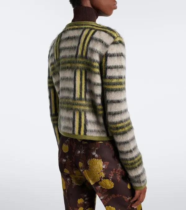 La DoubleJ Kells Check Wool And Mohair-blend Cardigan