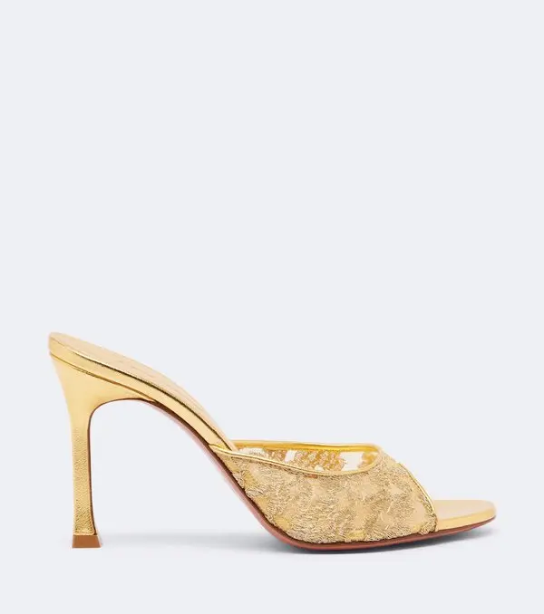 Amina Muaddi Alexa Lamé Lace Mules