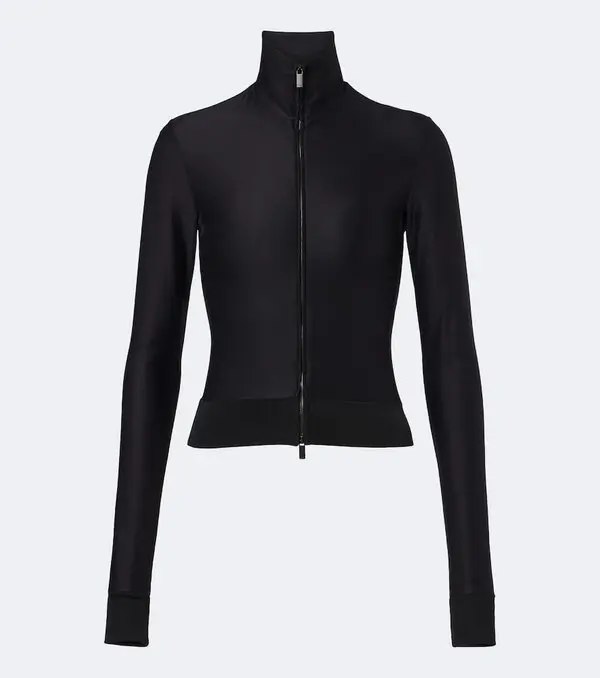 Gucci Silk-blend Zip-up Top - Black