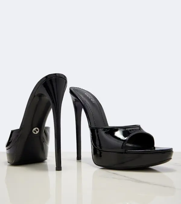 Gucci Julia Patent Leather Platform Sandals