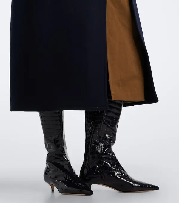 JIMMY CHOO Amis Croc-effect Leather Knee-high Boots