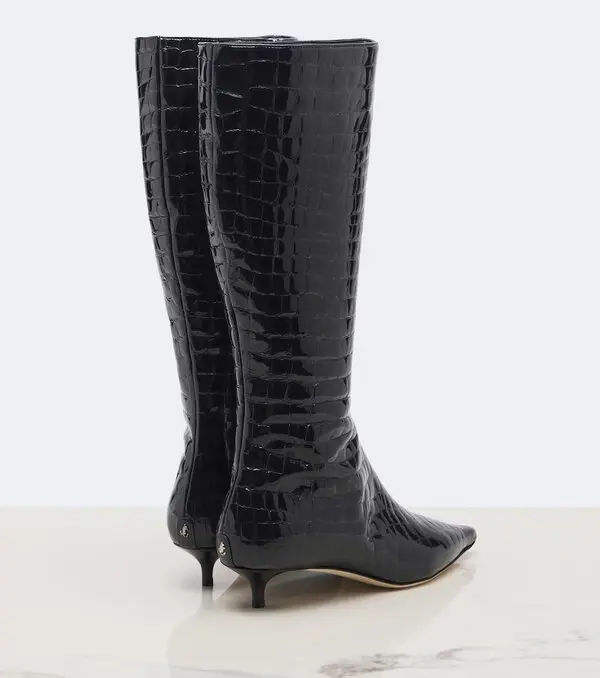 JIMMY CHOO Amis Croc-effect Leather Knee-high Boots
