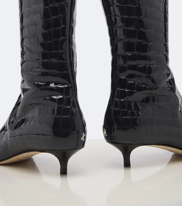 JIMMY CHOO Amis Croc-effect Leather Knee-high Boots