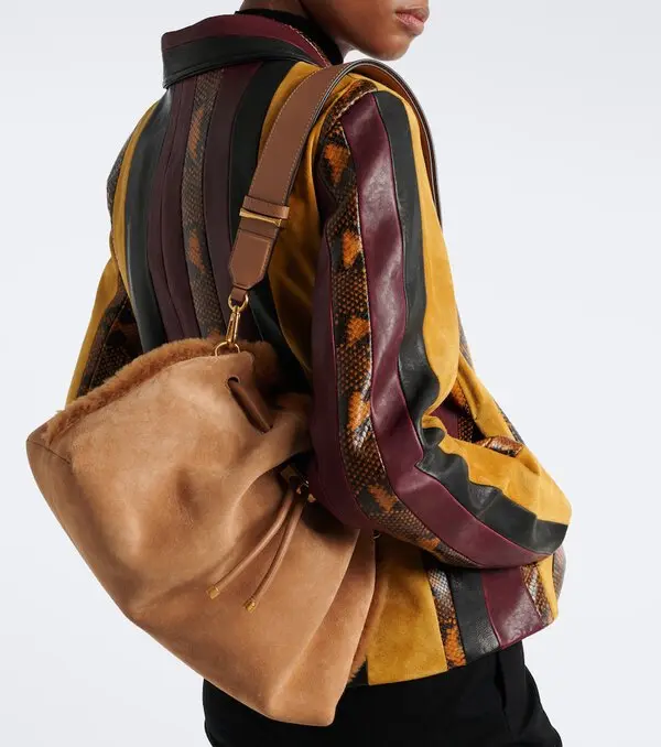JIMMY CHOO Cinch Medium Suede Shoulder Bag