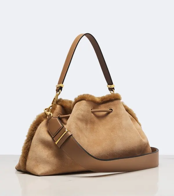 JIMMY CHOO Cinch Medium Suede Shoulder Bag