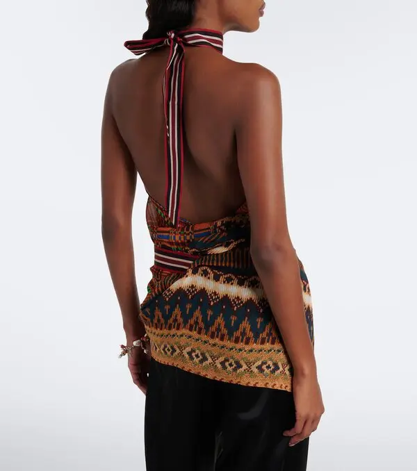 Dries Van Noten Printed Halterneck Top