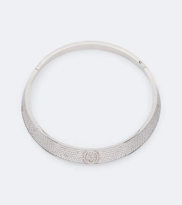 Gucci Interlocking G Embellished Choker - Silver