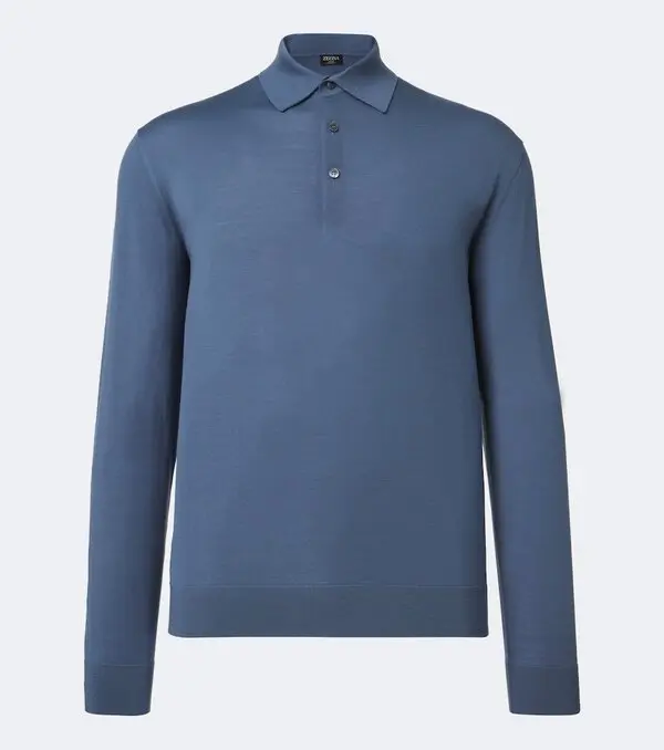 Zegna Wool Polo Sweater - Blue