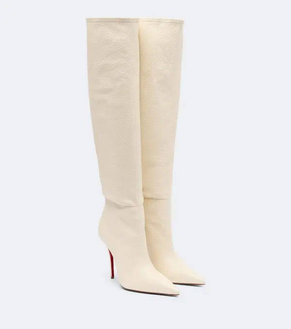CHRISTIAN LOUBOUTIN Zependris Leather Knee-high Boots - White
