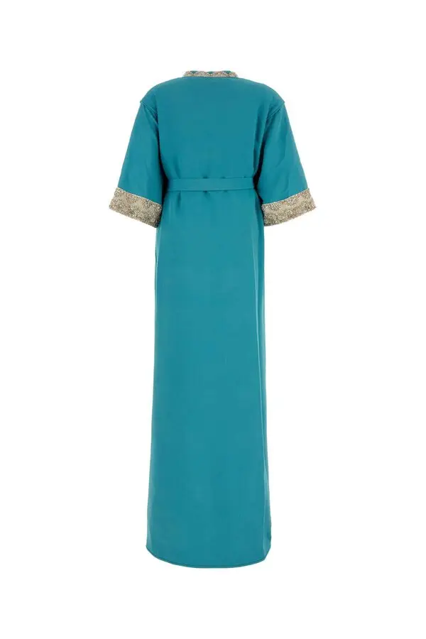 Valentino Garavani Turquoise Crepe Long Dress - Blue