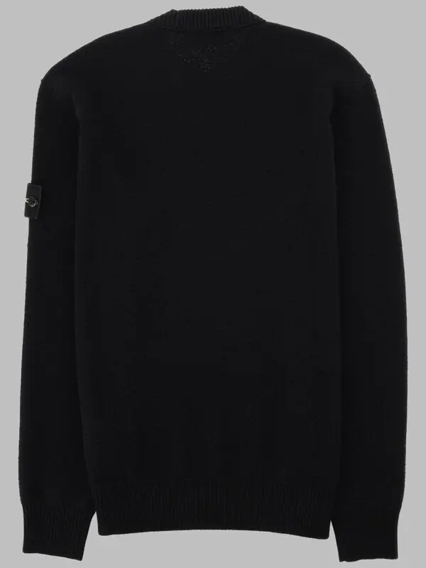 Stone Island Maglia In Lana A Costine - Black