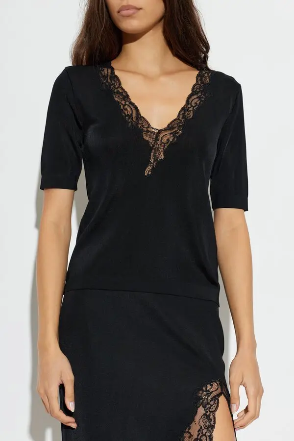 Balmain Top With Lace Trim